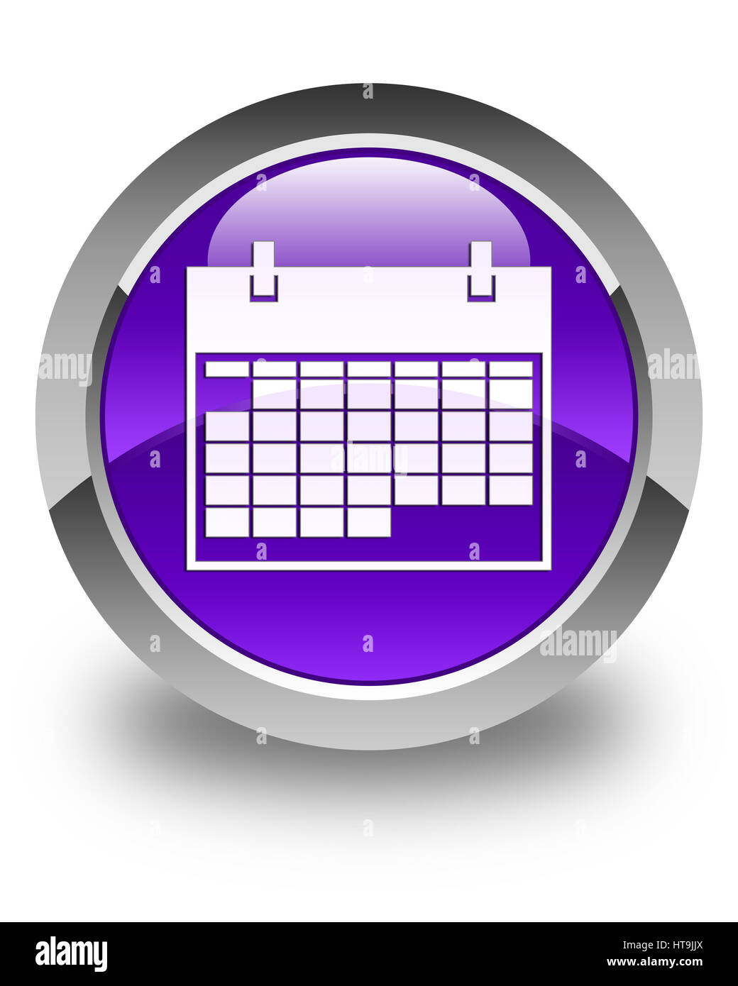 Calendar icon isolated on glossy purple round button abstract ...