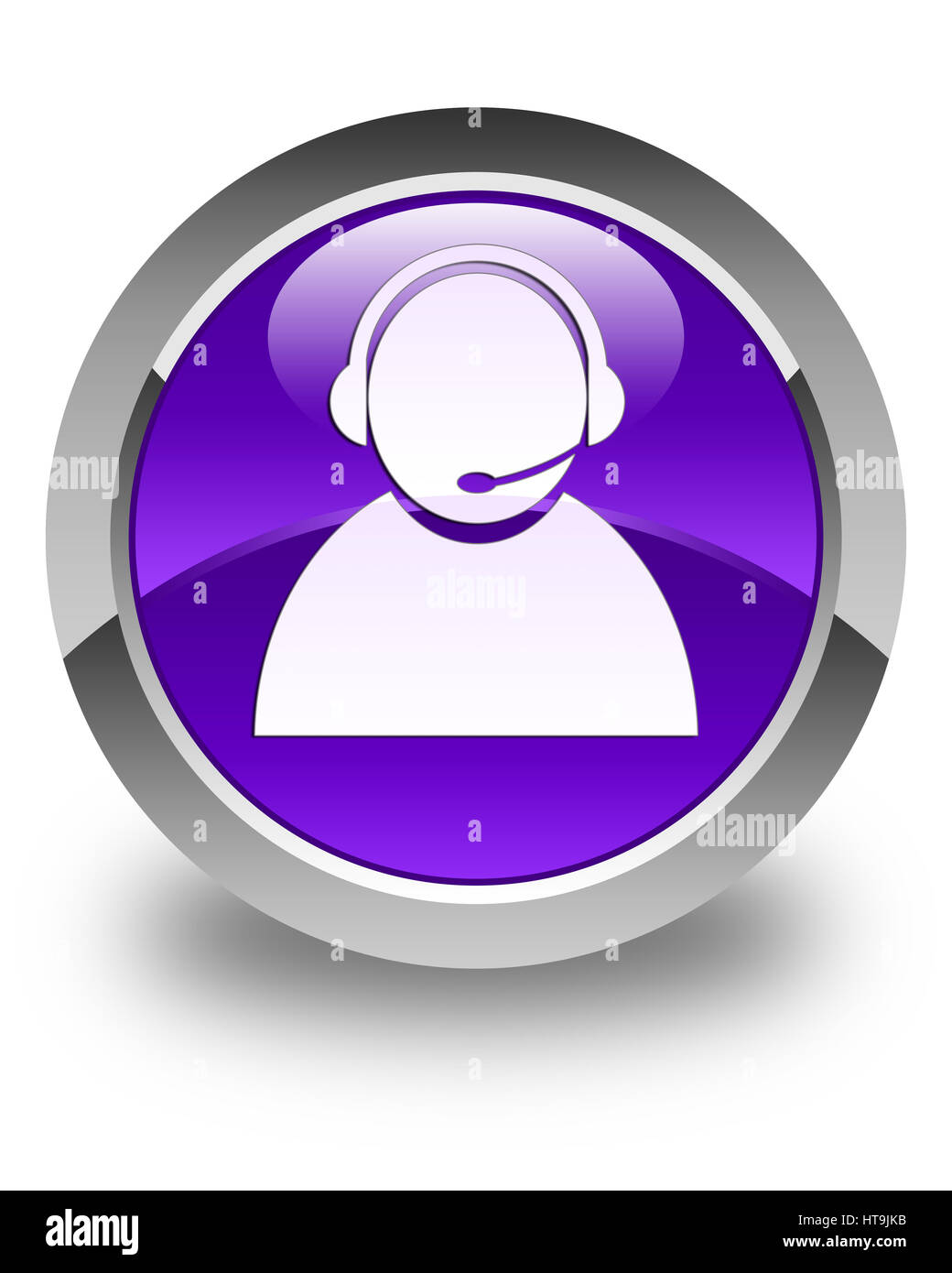 Customer care icon isolated on glossy purple round button abstract ...