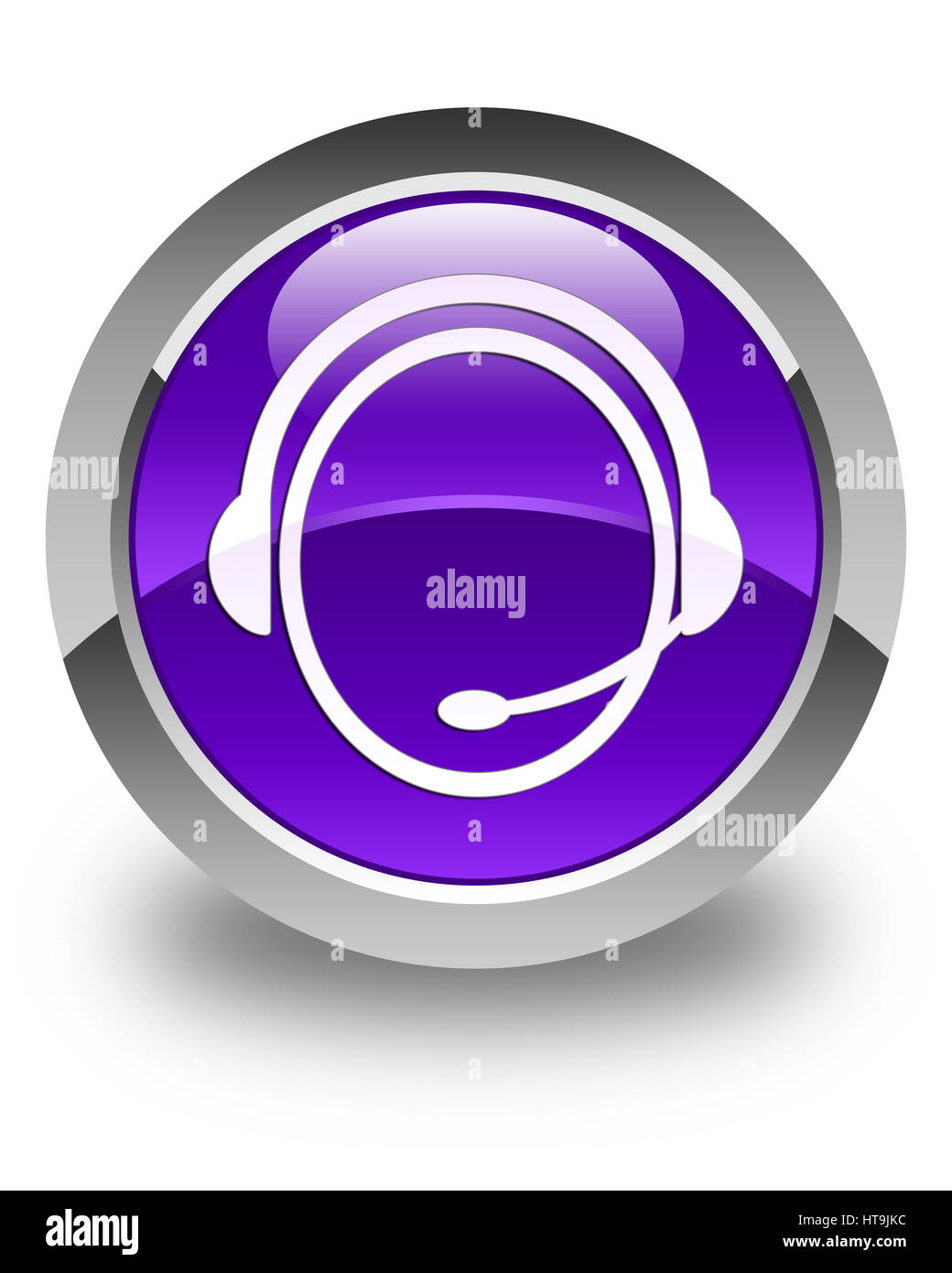 Customer care service icon isolated on glossy purple round button ...