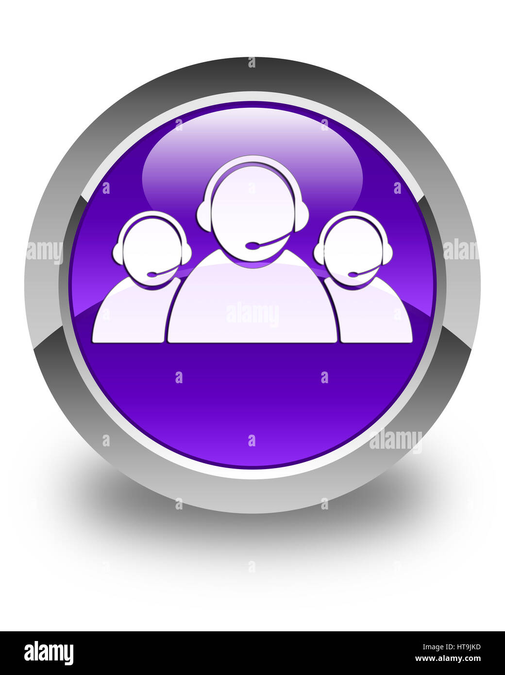 Customer care team icon isolated on glossy purple round button abstract ...