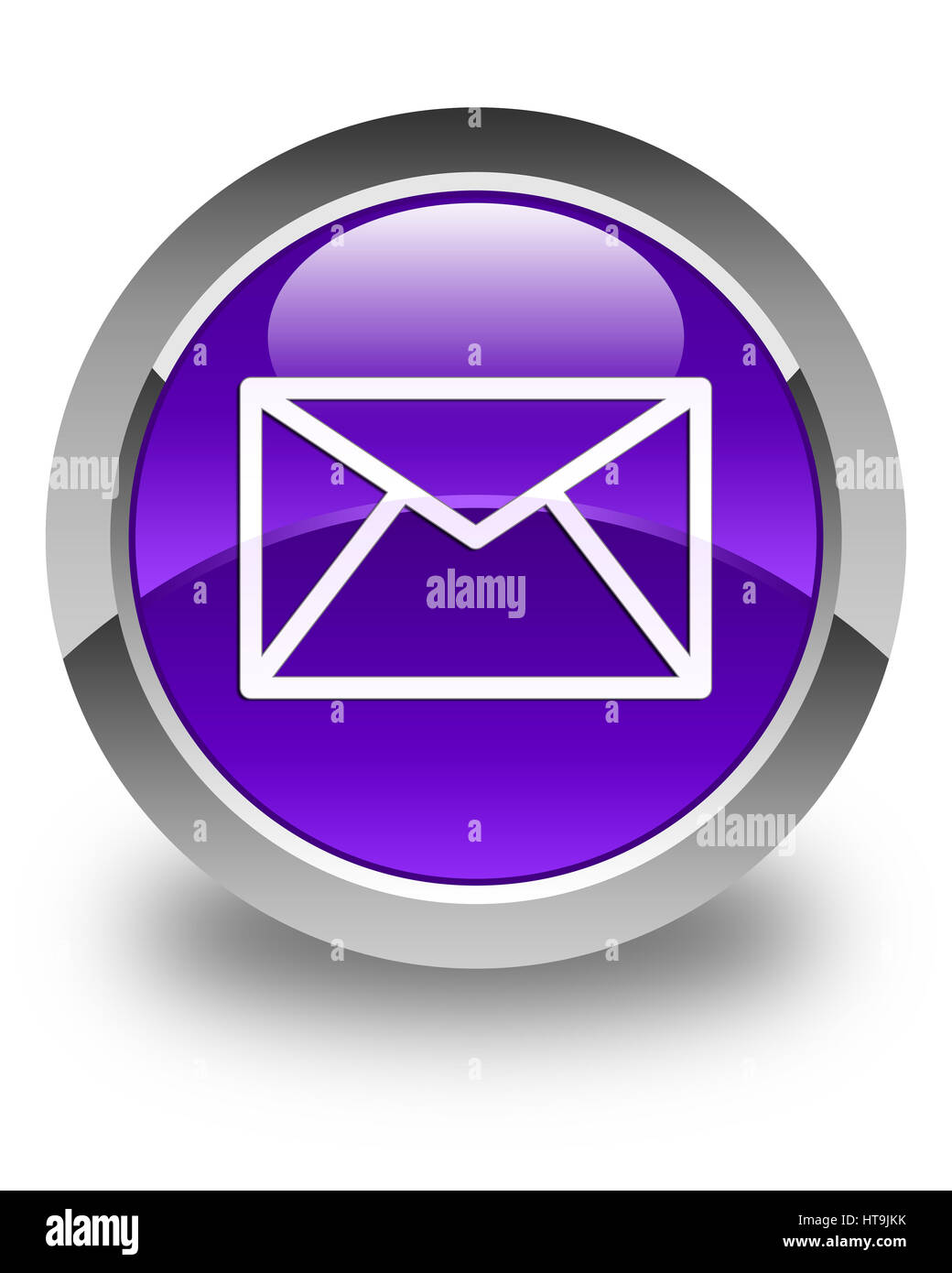 Email icon isolated on glossy purple round button abstract illustration ...