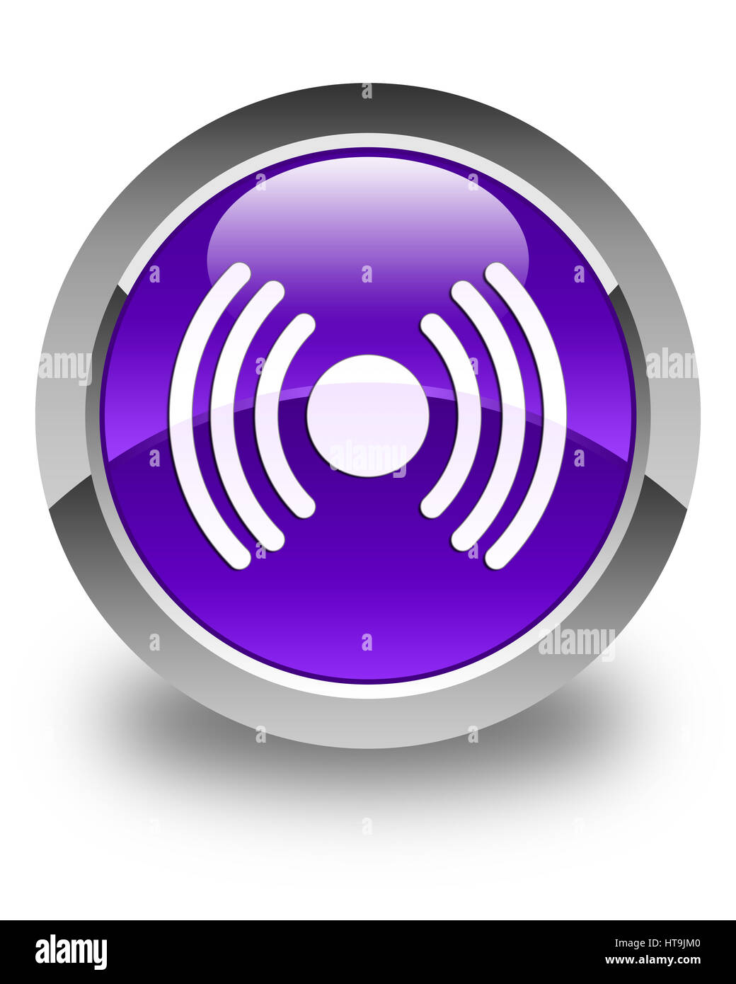 Network signal icon isolated on glossy purple round button abstract ...