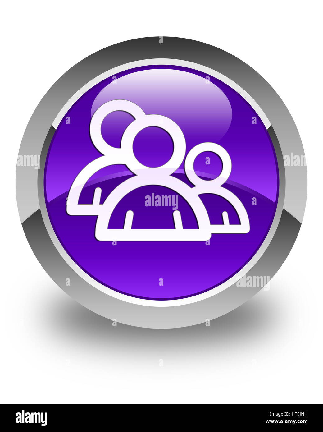 Group icon isolated on glossy purple round button abstract illustration ...
