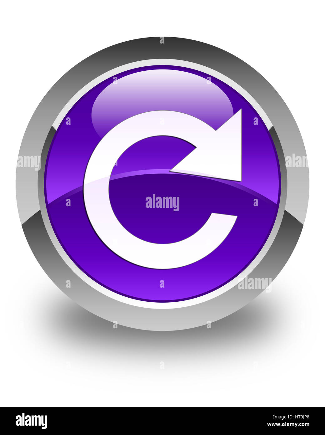 Reply rotate icon isolated on glossy purple round button abstract ...
