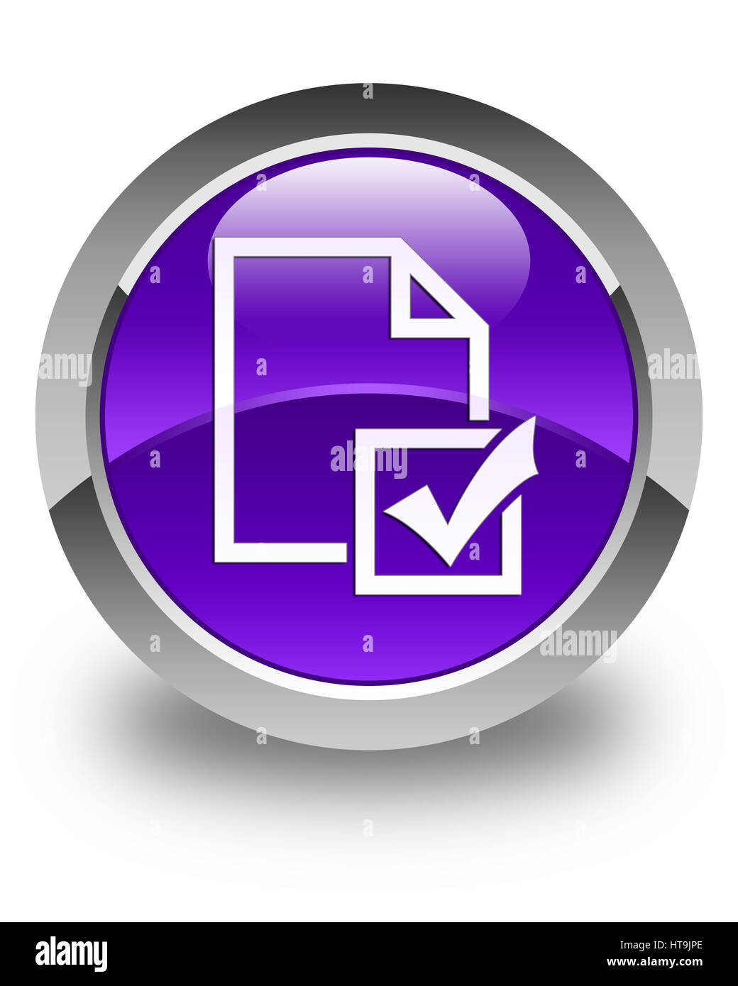 Survey icon isolated on glossy purple round button abstract ...