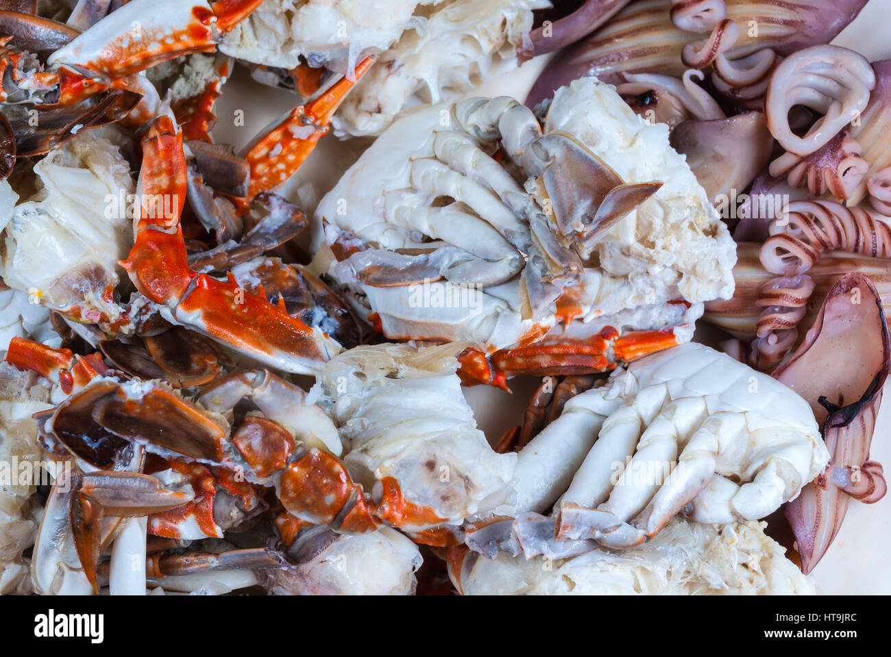 Closeup to Fresh Yummy Steamed Seafood Background Stock Photo - Alamy