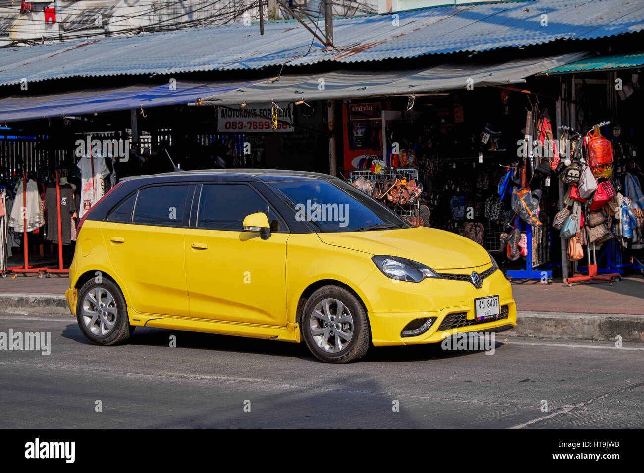 MG3 VTi 5 door hatcback saloon in bright yellow paint. Thailand ...