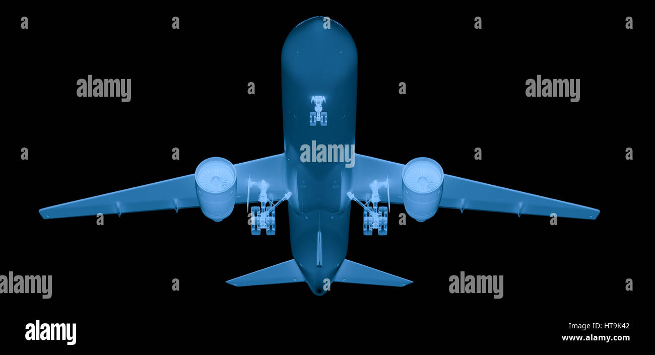3d rendering x ray airplane isolated on black Stock Photo - Alamy