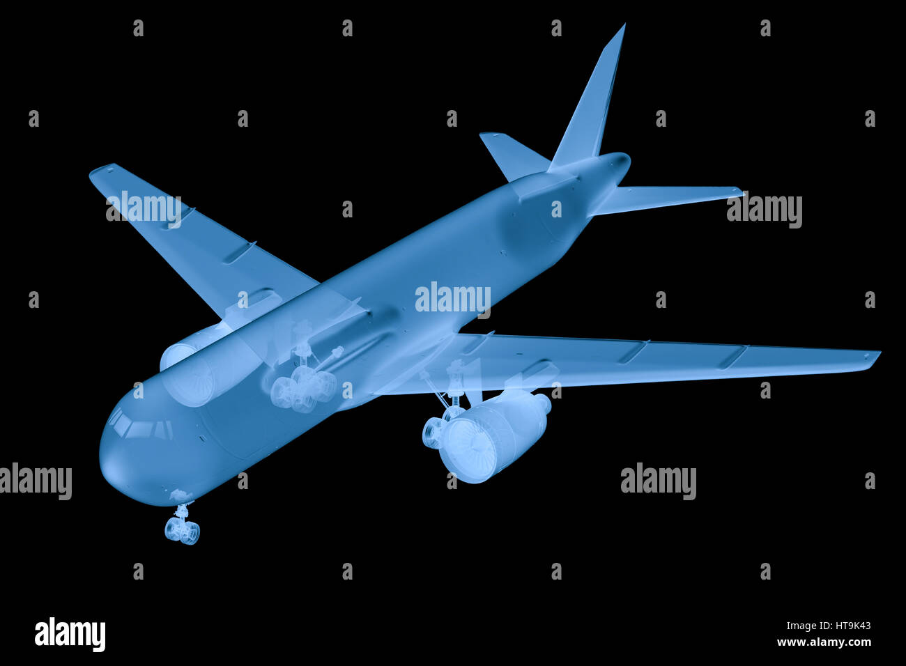 3d rendering x ray airplane isolated on black Stock Photo - Alamy