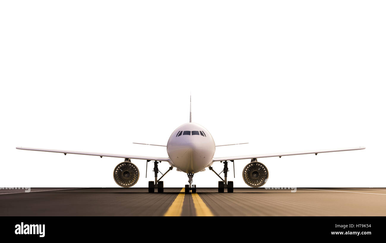 3d rendering commercial airplane on runway Stock Photo - Alamy