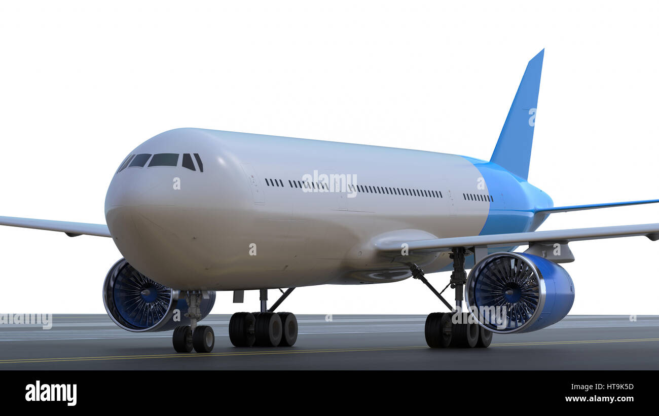 3d rendering commercial airplane on runway Stock Photo - Alamy
