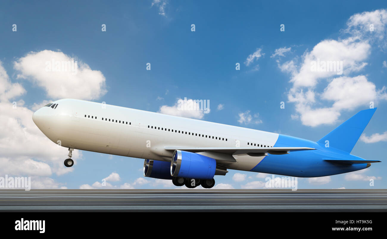 3d rendering airplane taking off Stock Photo - Alamy