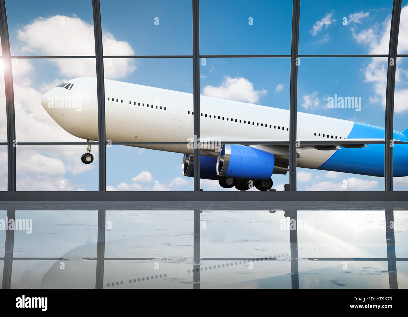 3d rendering airport terminal interior with window glasses Stock Photo ...