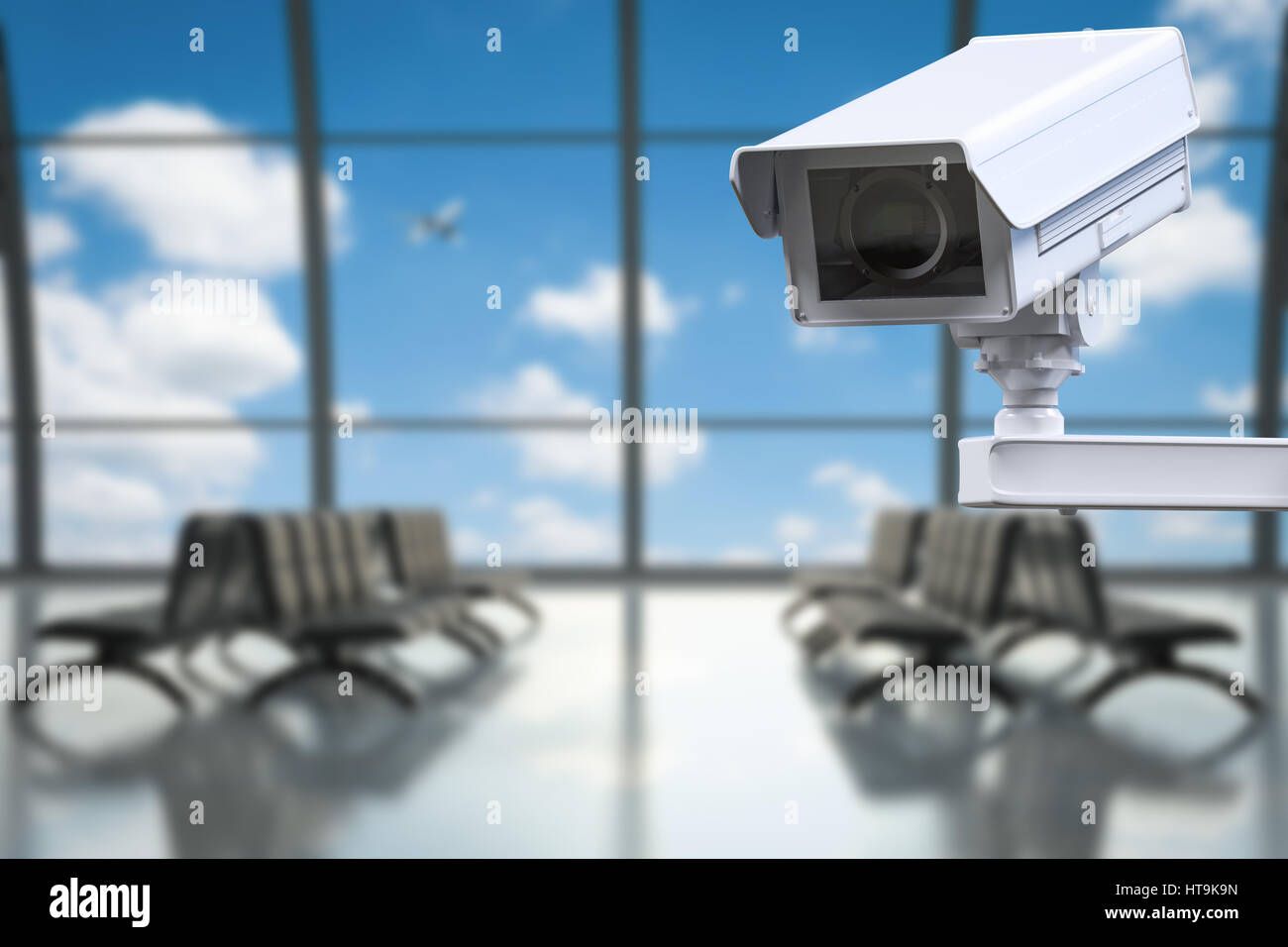 3d rendering cctv camera or security camera in airport terminal Stock ...