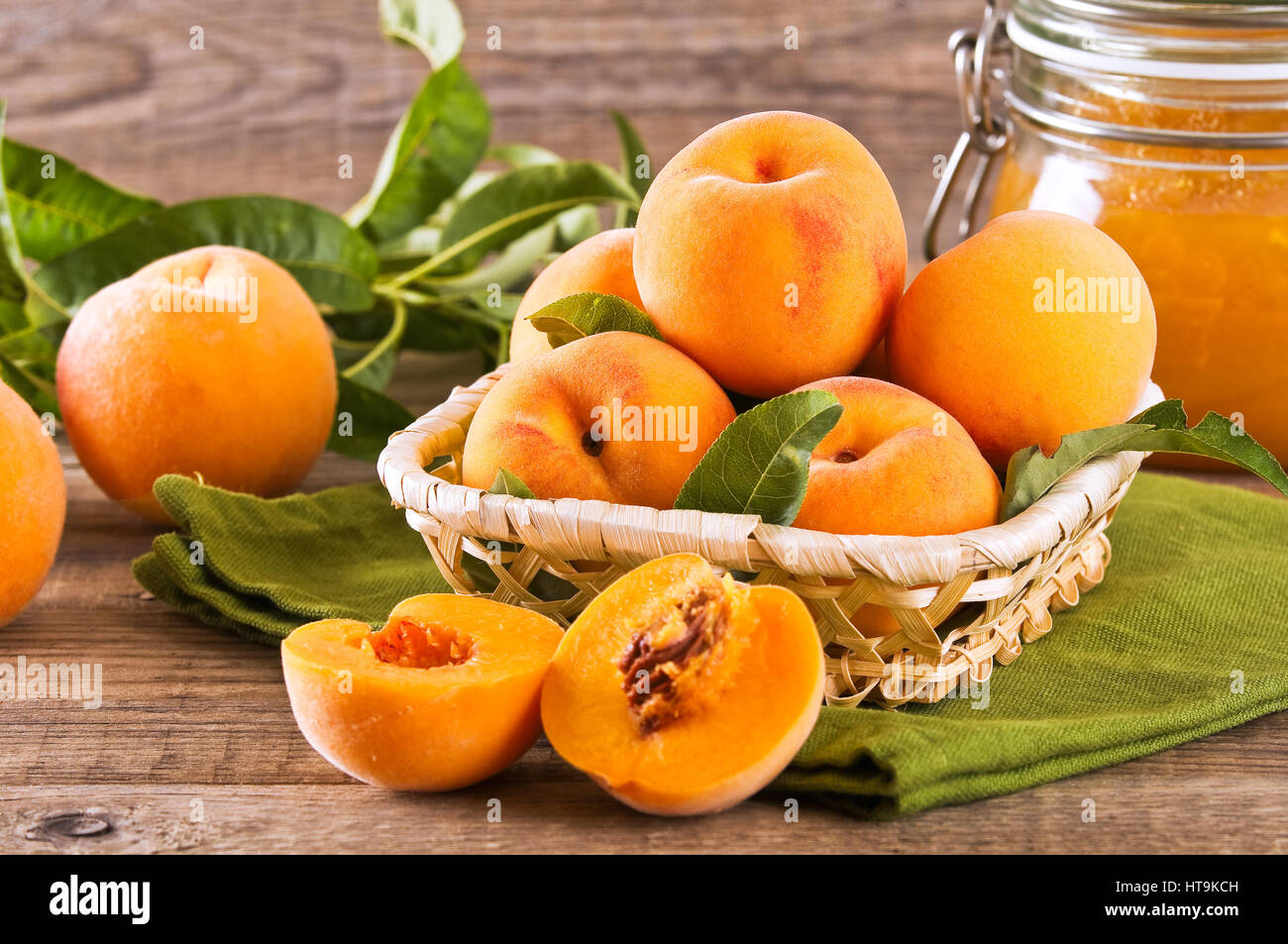 Peaches in the basket Stock Photo - Alamy