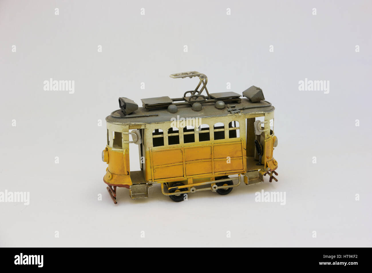 Small toy tram and decoration Stock Photo - Alamy