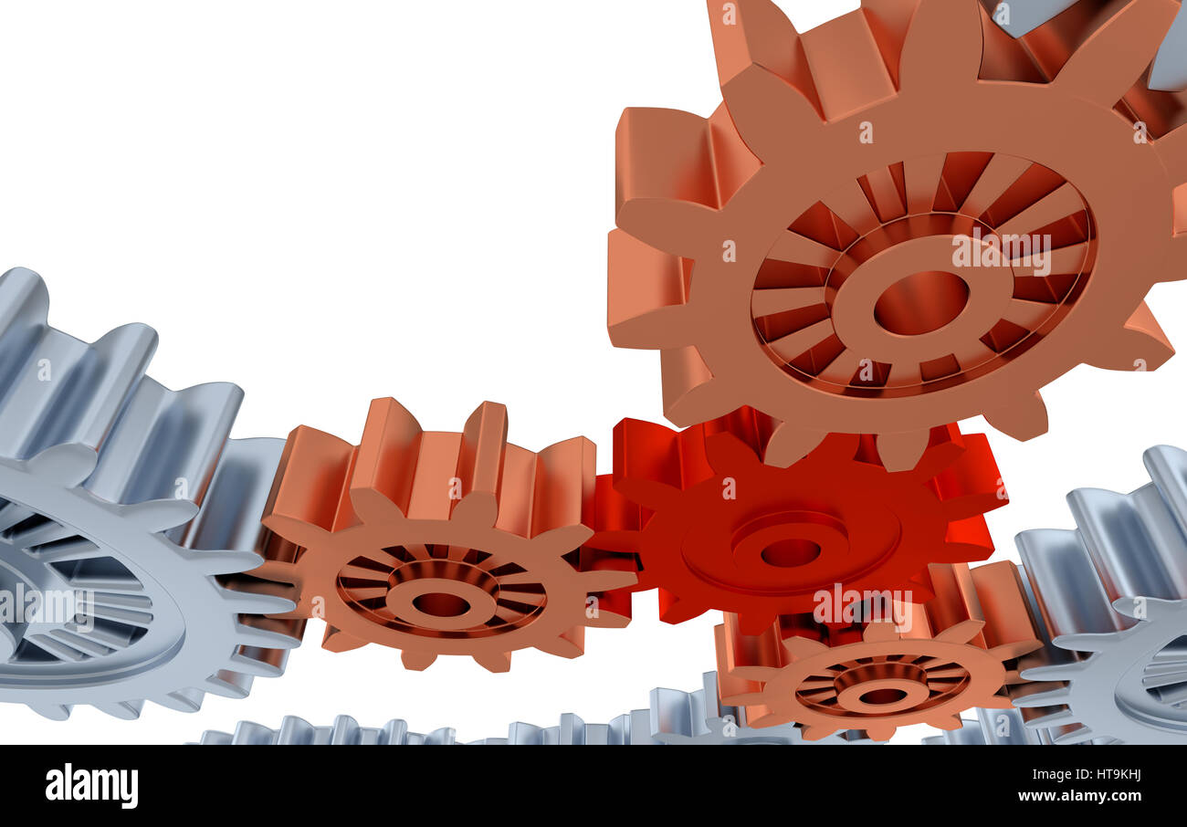 Under Silver Orange and Red Gears with a white background Stock Photo ...