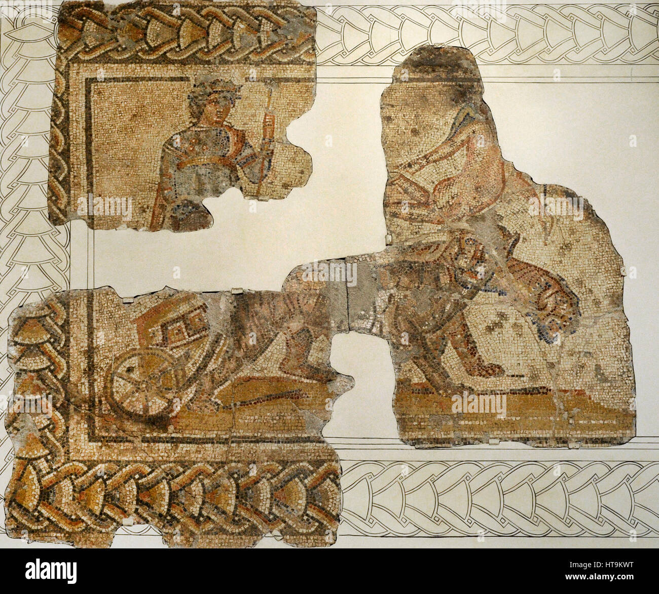 Mosaic of Bacchus with chariot and panthers. 3rd century Ad. From ...