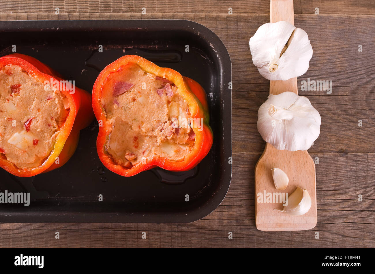 Raw stuffed peppers Stock Photo - Alamy
