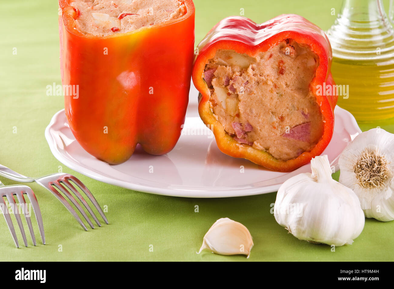 Raw stuffed peppers Stock Photo - Alamy