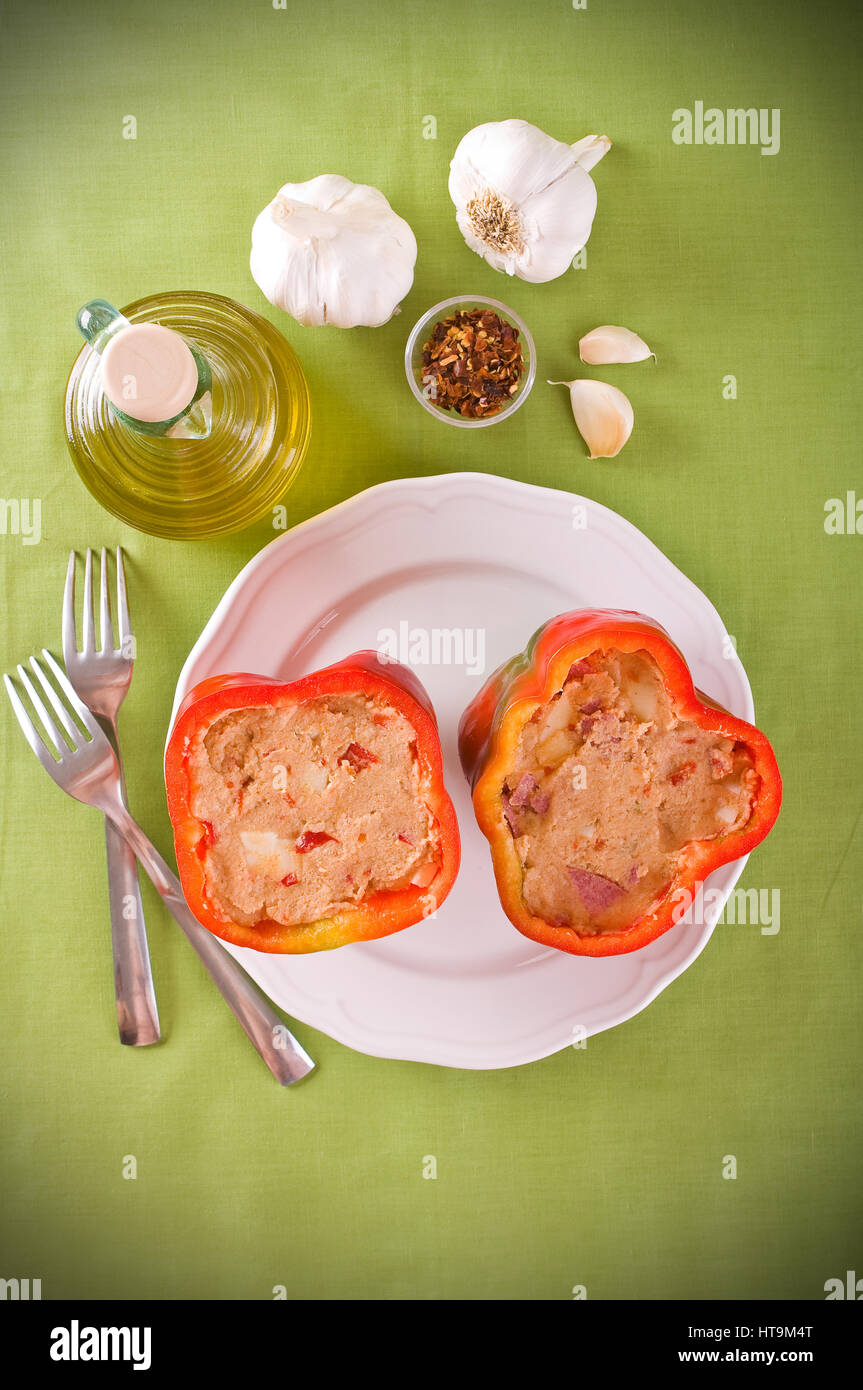 Raw stuffed peppers Stock Photo - Alamy
