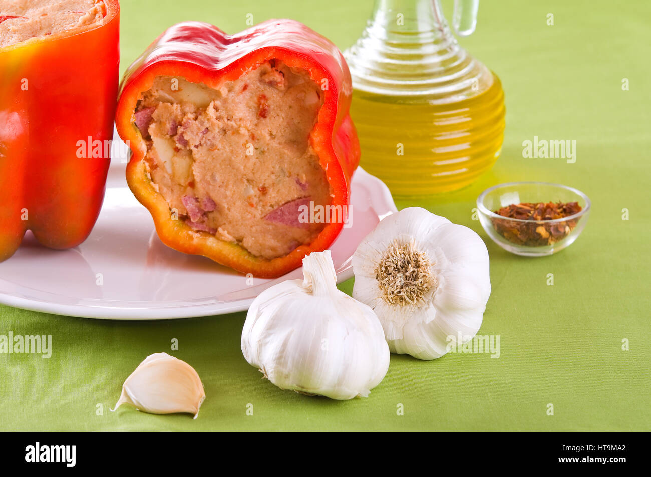Raw stuffed peppers Stock Photo - Alamy