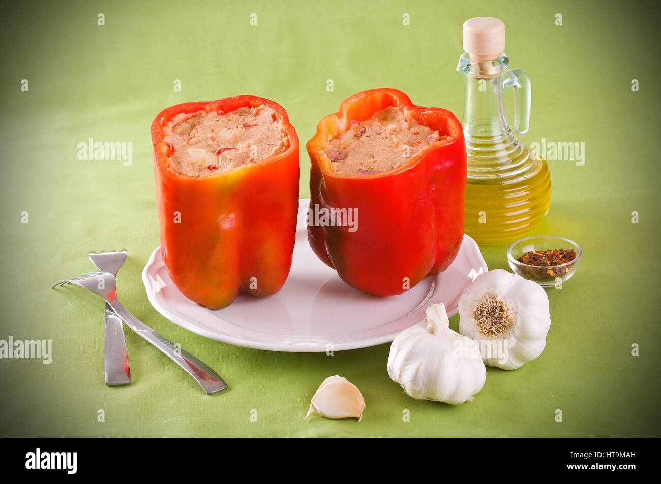 Raw stuffed peppers Stock Photo - Alamy