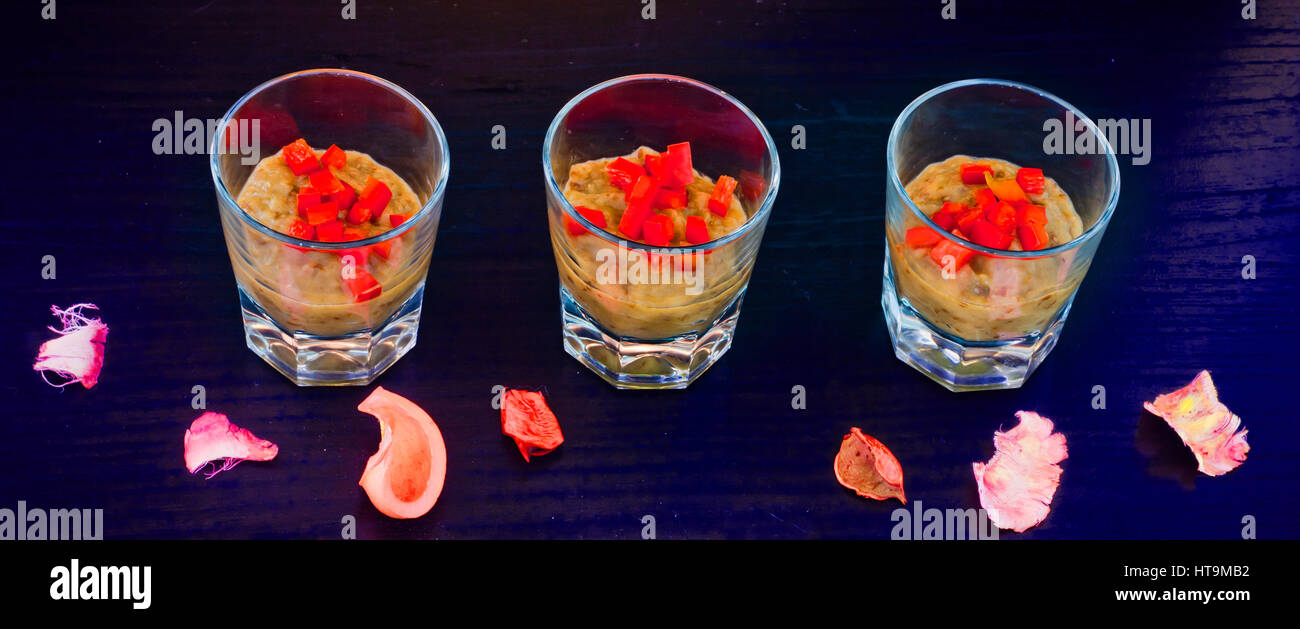 individual servings of soup vegetables with spicy chilli Stock Photo ...