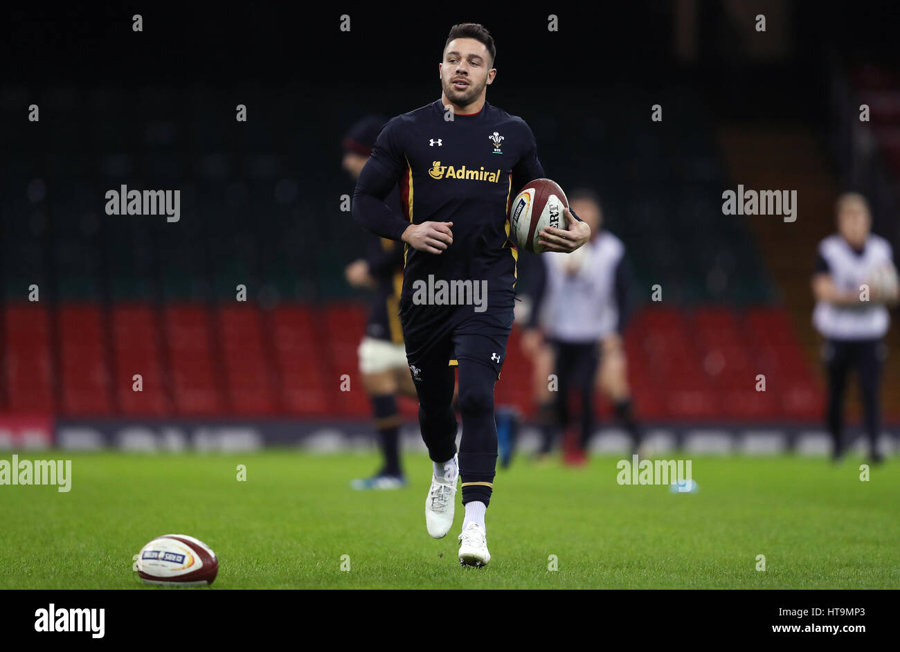 Wales' Rhys Webb during the captain's run at the Principality Stadium ...