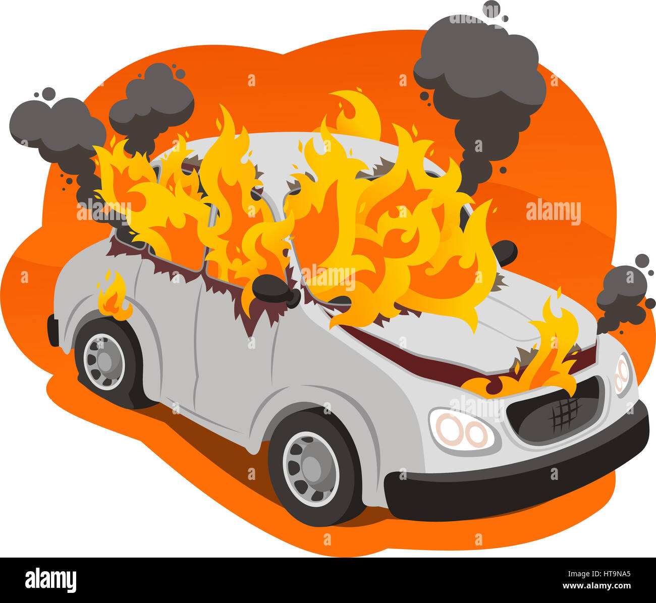 burning car illustration Stock Photo - Alamy