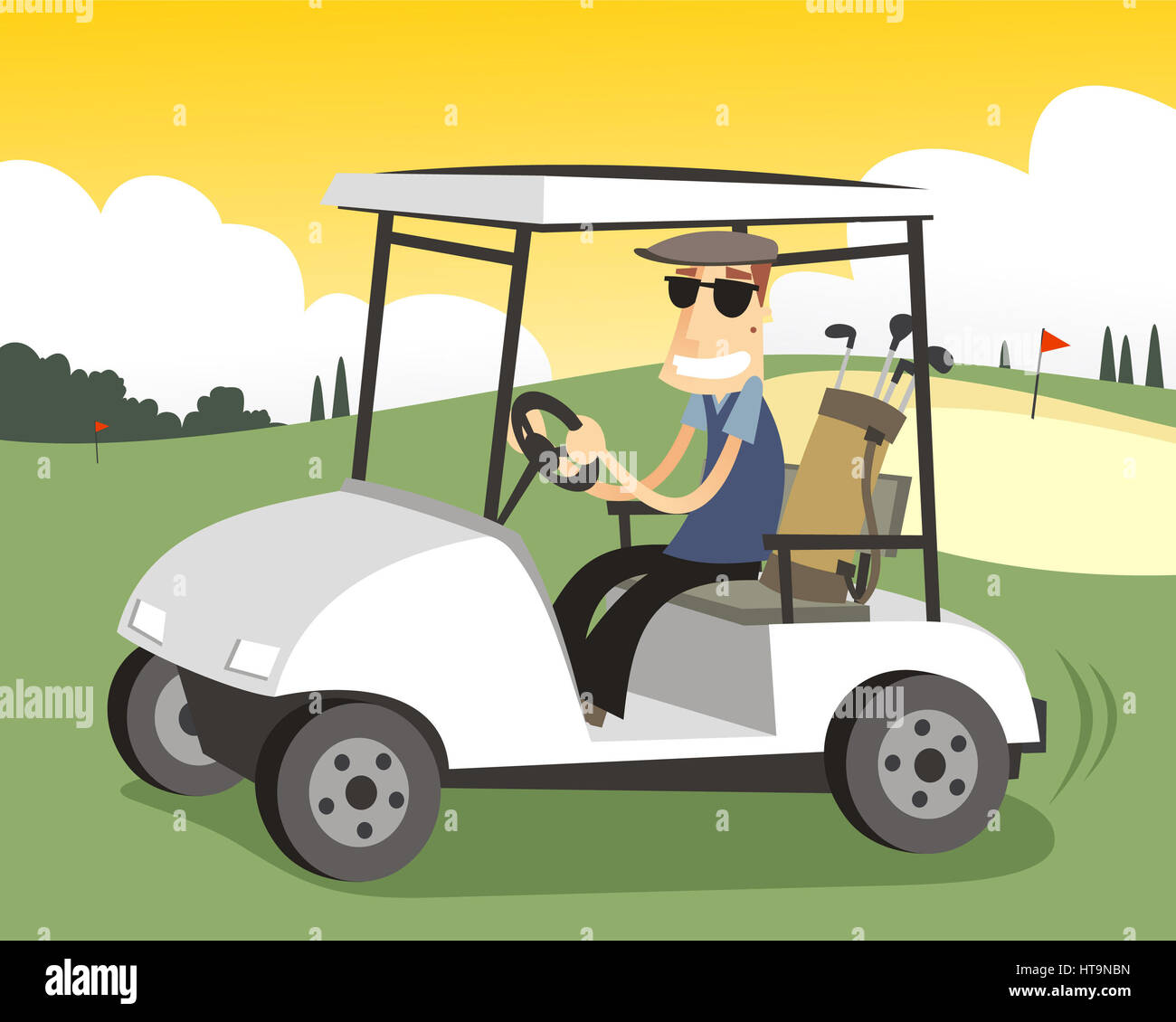 golfer driving a Golf cart in a sunny day Stock Photo - Alamy