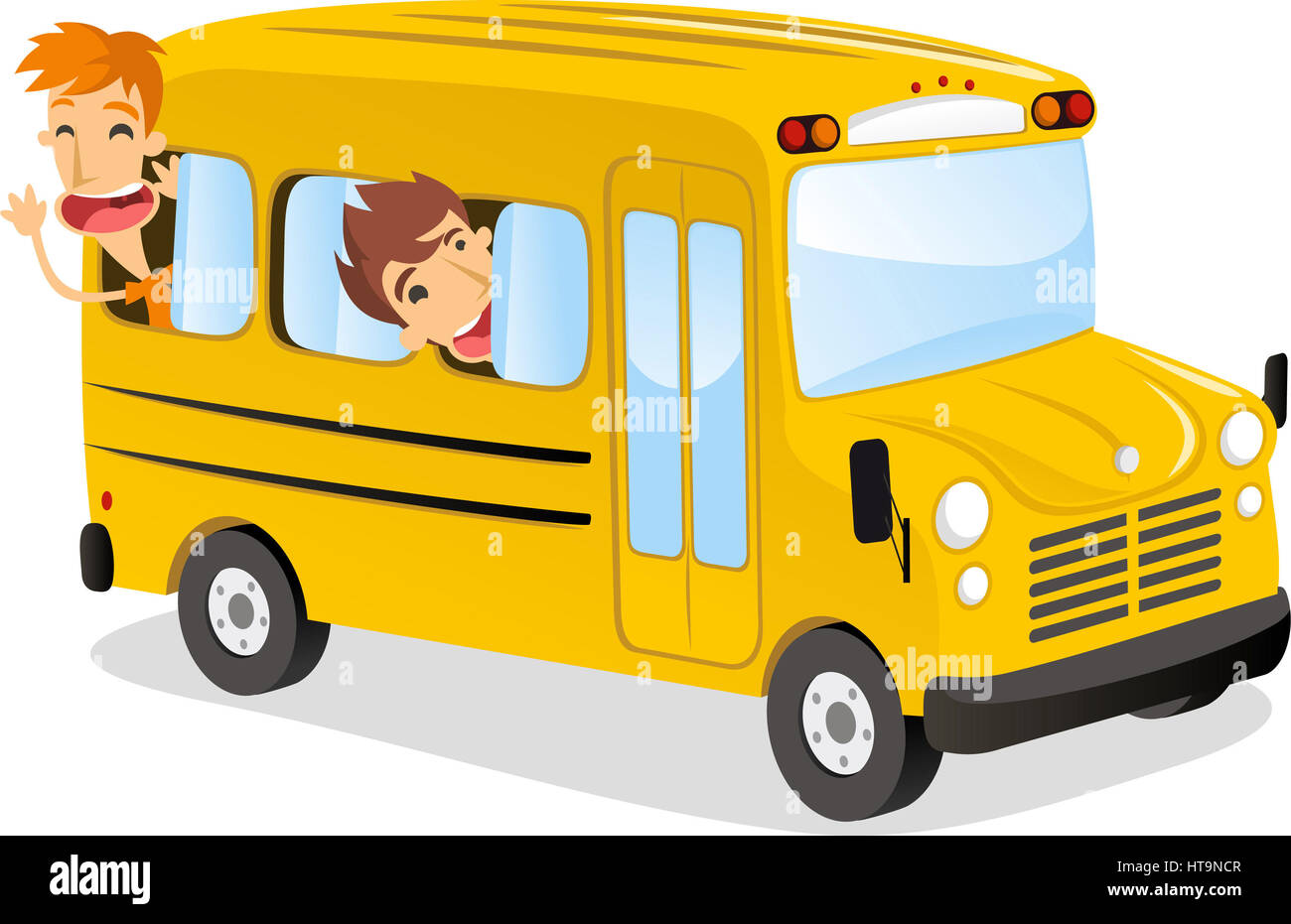 little boys playing around on the school bus Stock Photo - Alamy