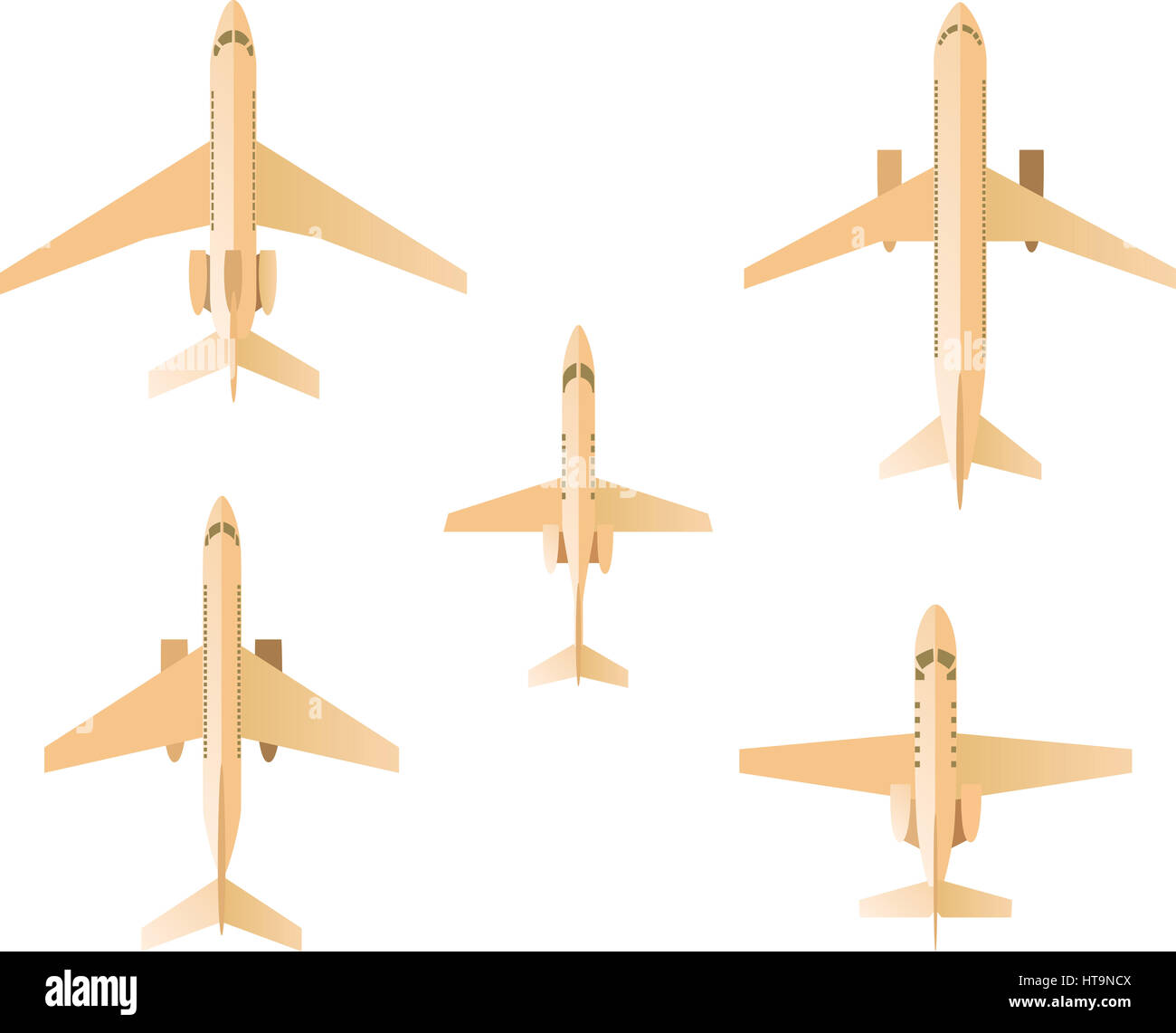 Airplane Set, with five different airplanes vector illustration Stock ...