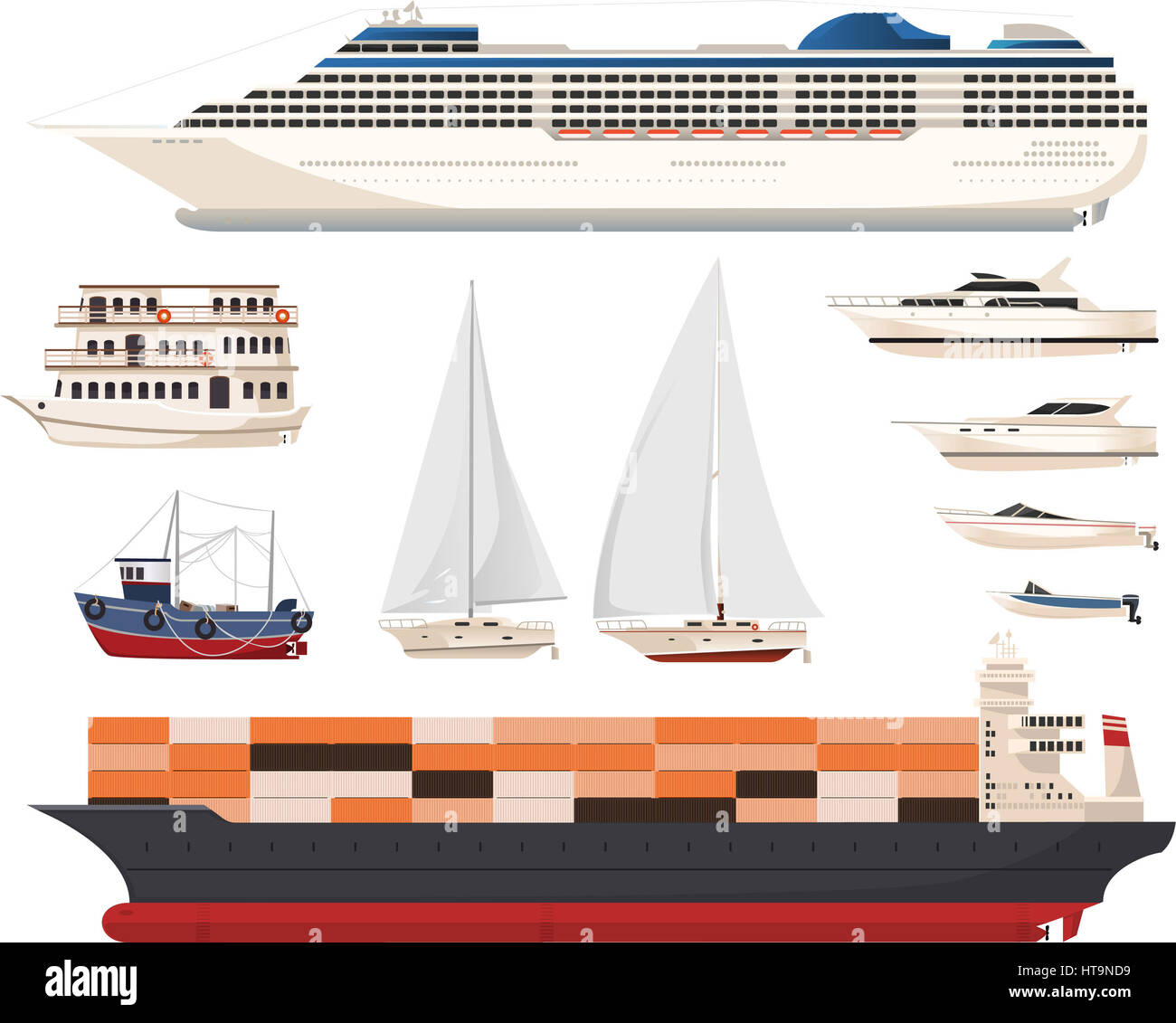 Ten different ships and boat in different shapes and sizes, like vessel ...