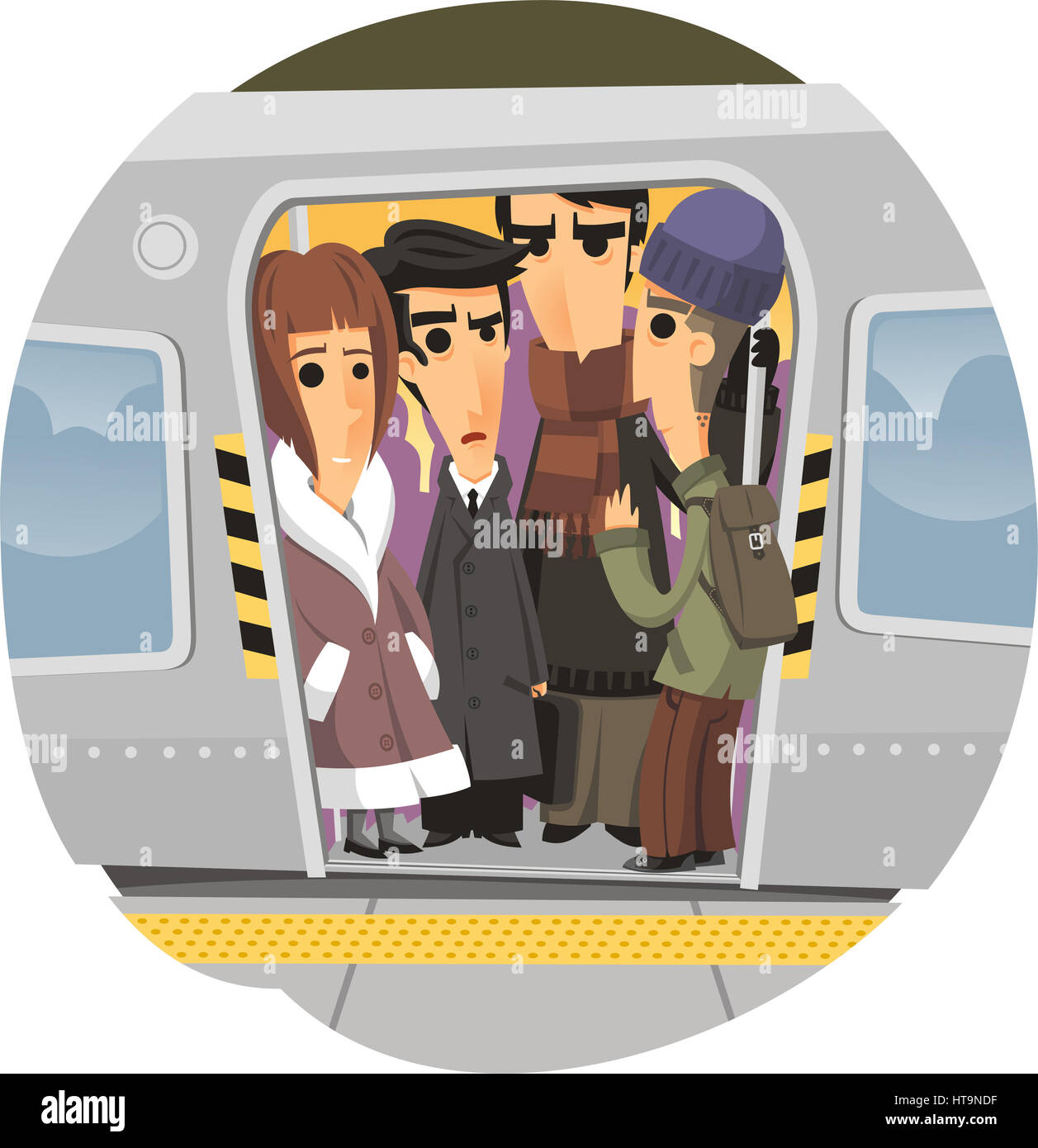 subway ride cartoon illustration Stock Photo - Alamy