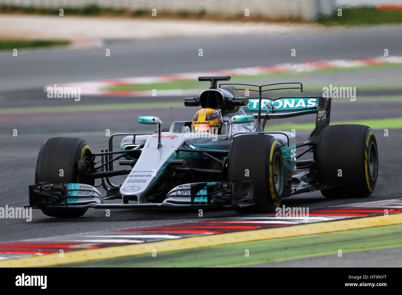 Lewis Hamilton (GBR) driving his Mercedes AMG W08 Hybrid, during ...