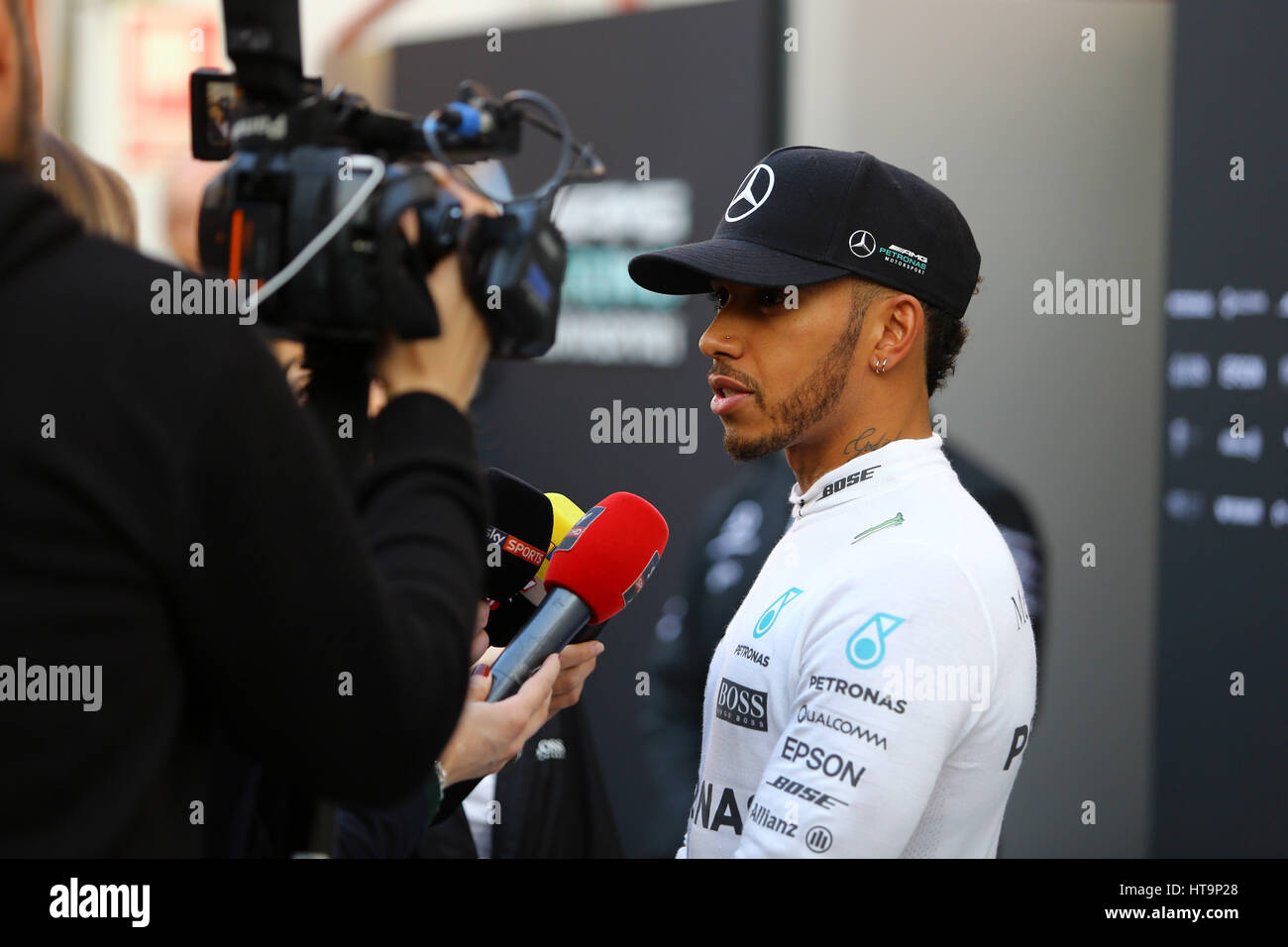 Lewis Hamilton (GBR) driving his Mercedes AMG W08 Hybrid, during ...