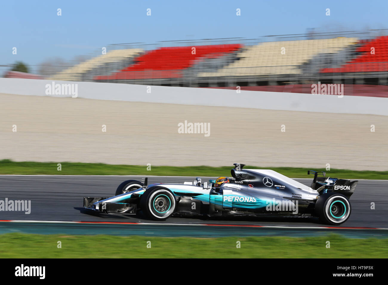 Lewis Hamilton (GBR) driving his Mercedes AMG W08 Hybrid, during ...