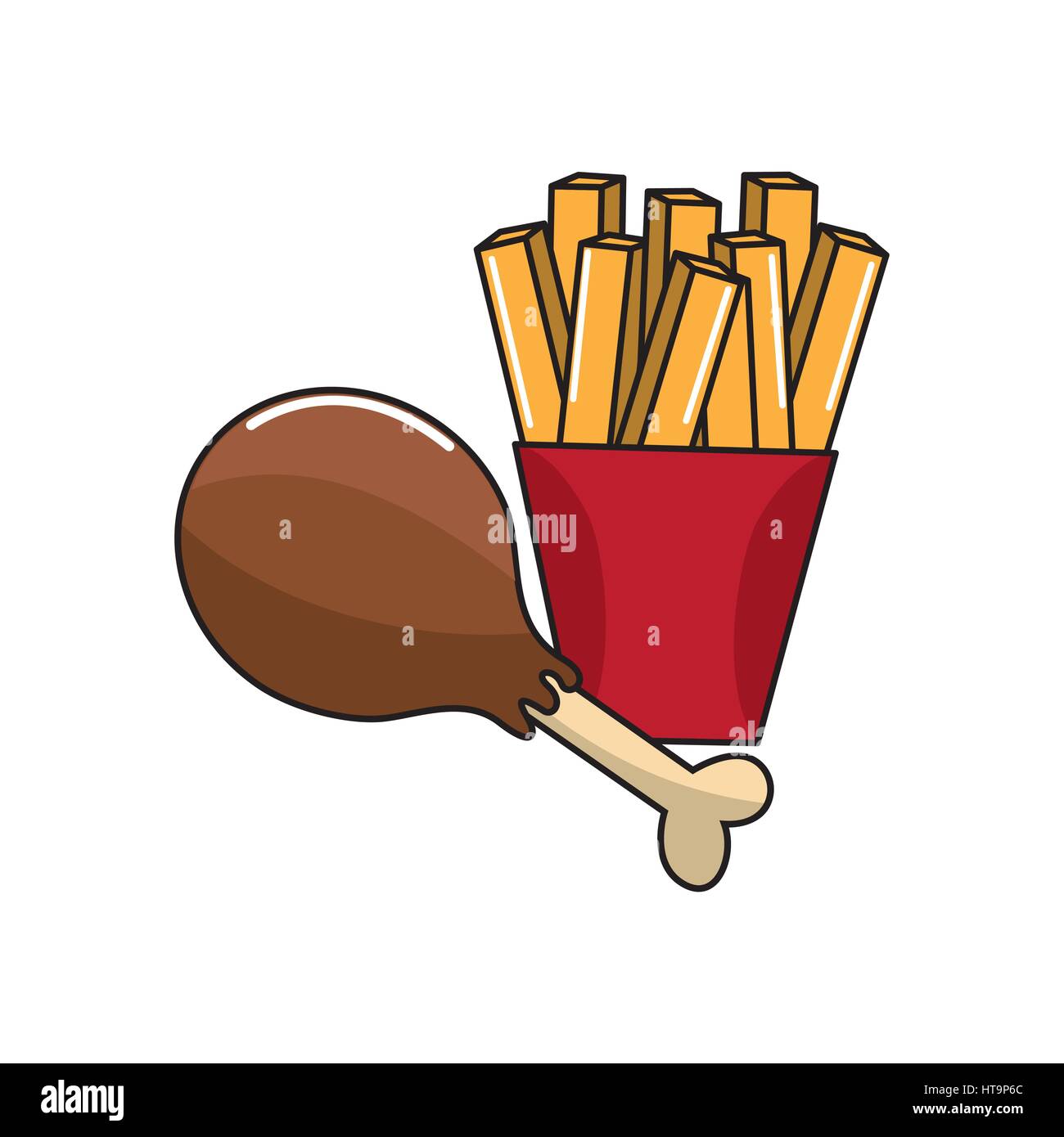 chicken thigh and fries french icon Stock Vector Image & Art - Alamy