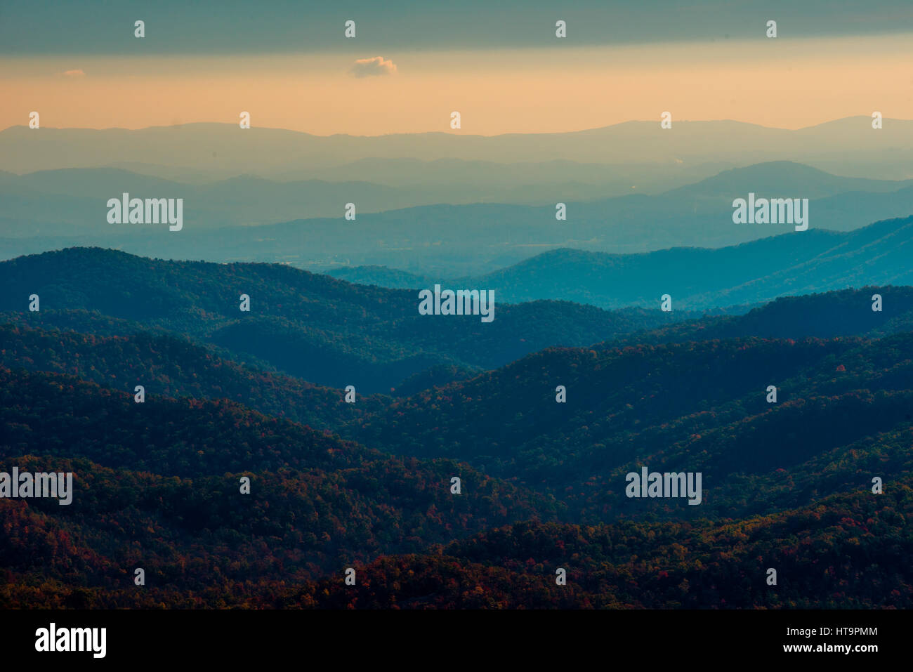 blue ridge smoky mountains gold skies Stock Photo - Alamy