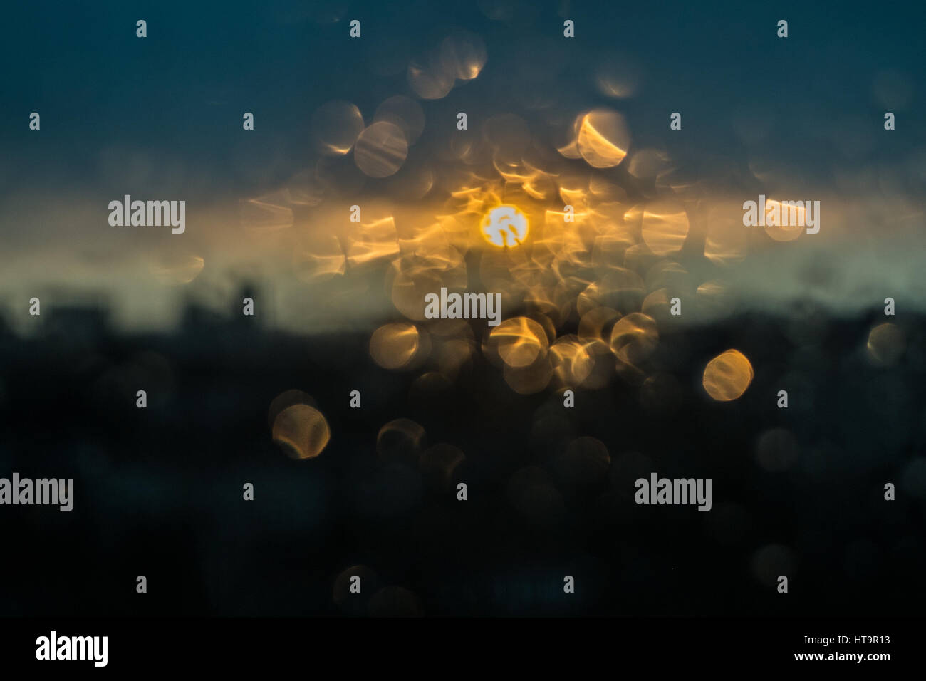 Unfocuced sun and water drops on the window Stock Photo - Alamy