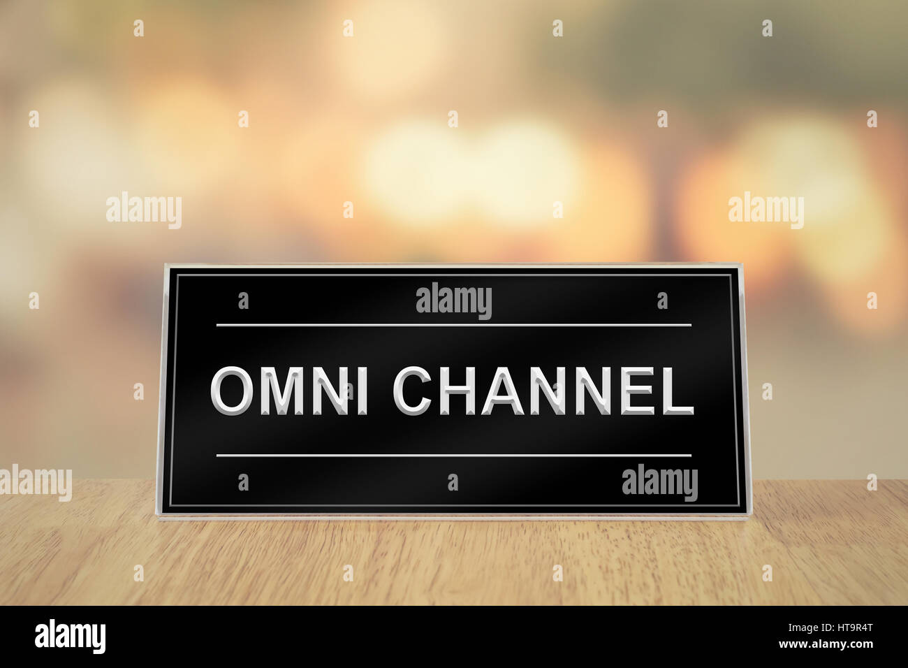 omni channel sign on wood table with blur background Stock Photo - Alamy