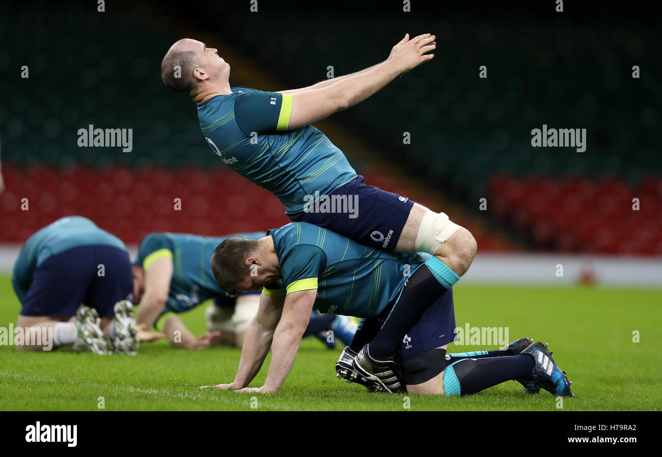 Ireland's Devin Toner during the captain's run at the Principality ...