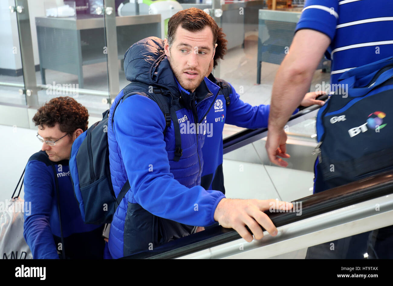 Scotland's Tim Visser, along with the rest of the squad, arrives at ...