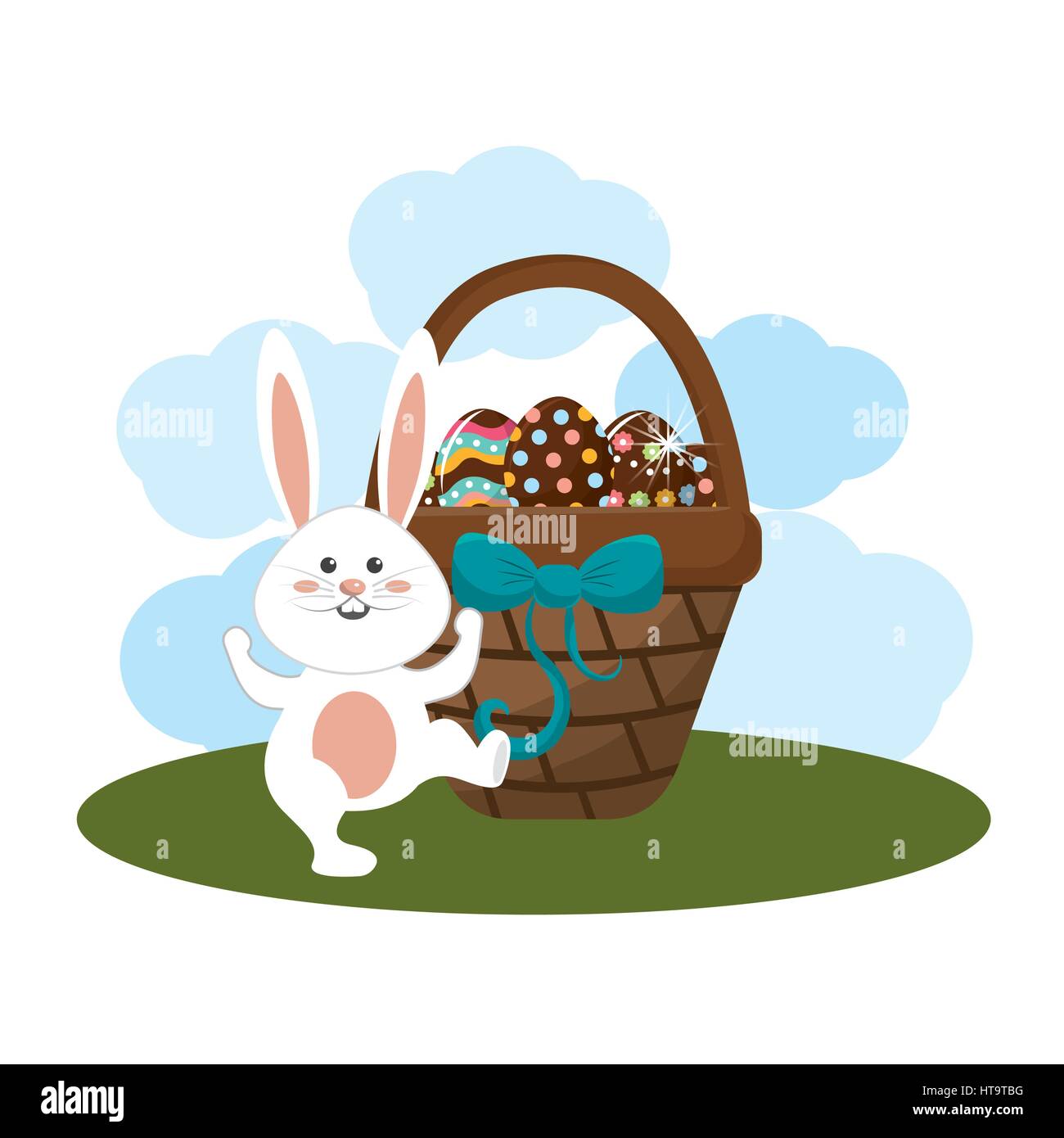 happy easter rabbit eggs day icon Stock Vector Image & Art - Alamy
