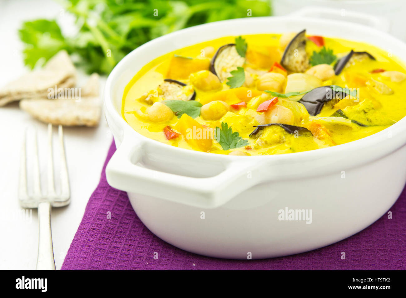 Aga saga curry with aubergine, butternut squash and chickpeas Stock ...