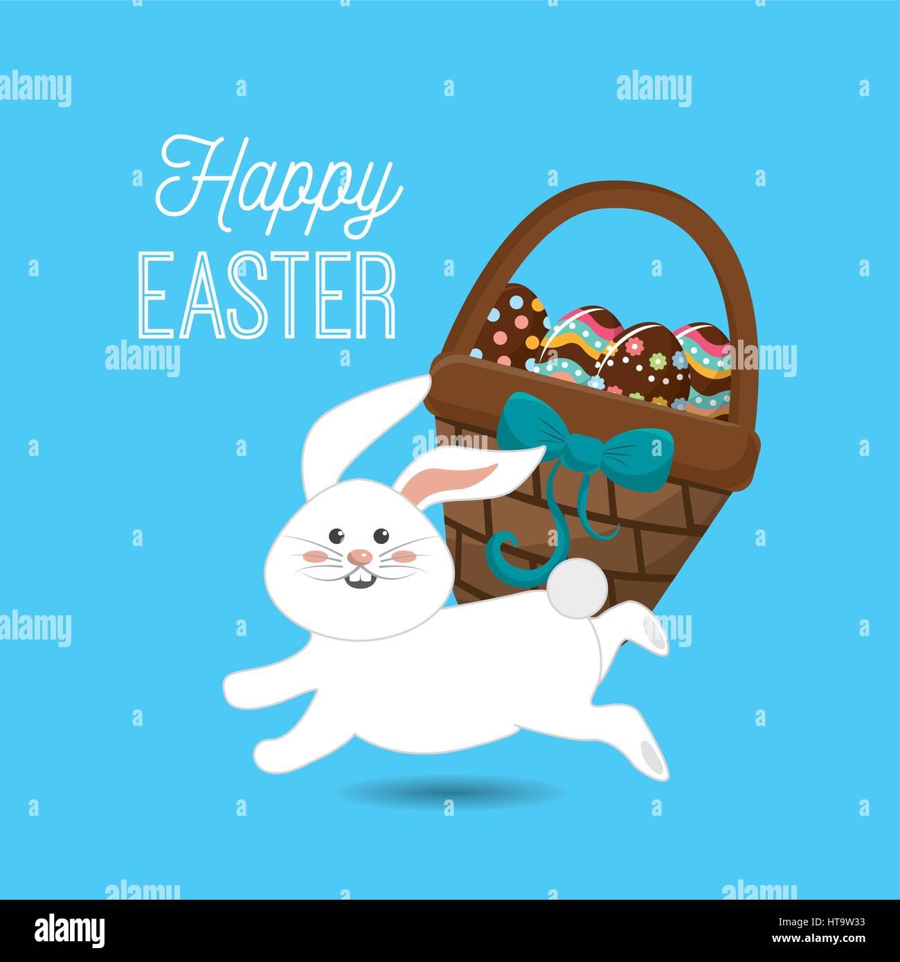 happy easter rabbit eggs day icon Stock Vector Image & Art - Alamy