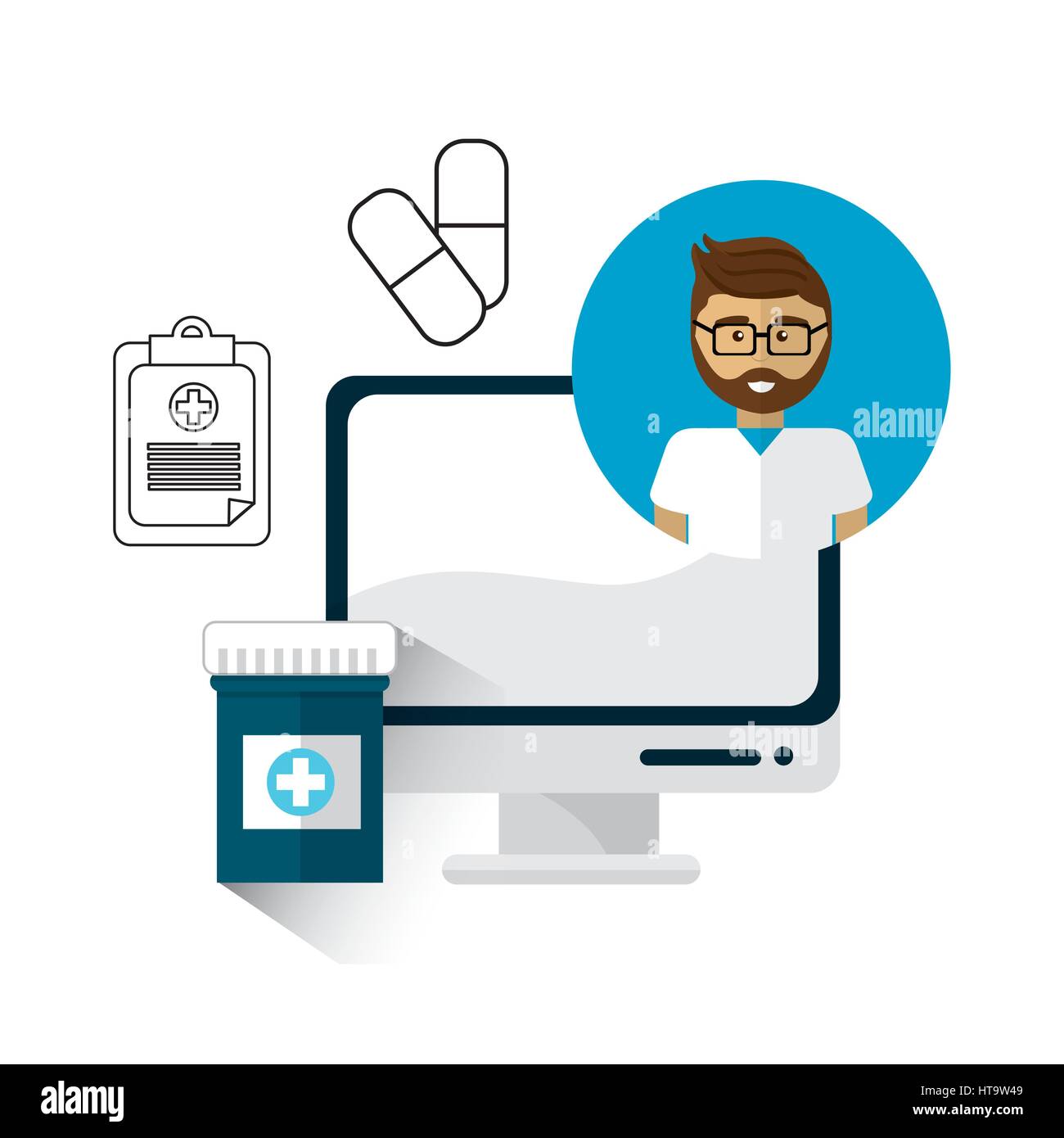 hospital doctor computer icon Stock Vector Image & Art - Alamy