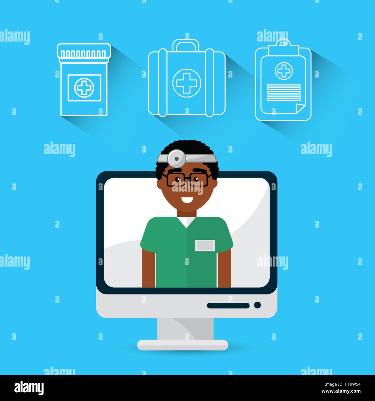 hospital doctor computer icon Stock Vector Image & Art - Alamy
