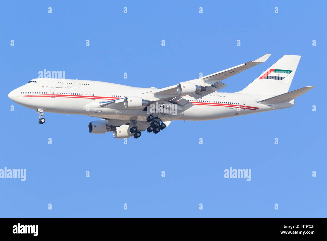 Dubai Uae March 9 2017 Boeing 747 From Fly Dubai Landing At Dubai